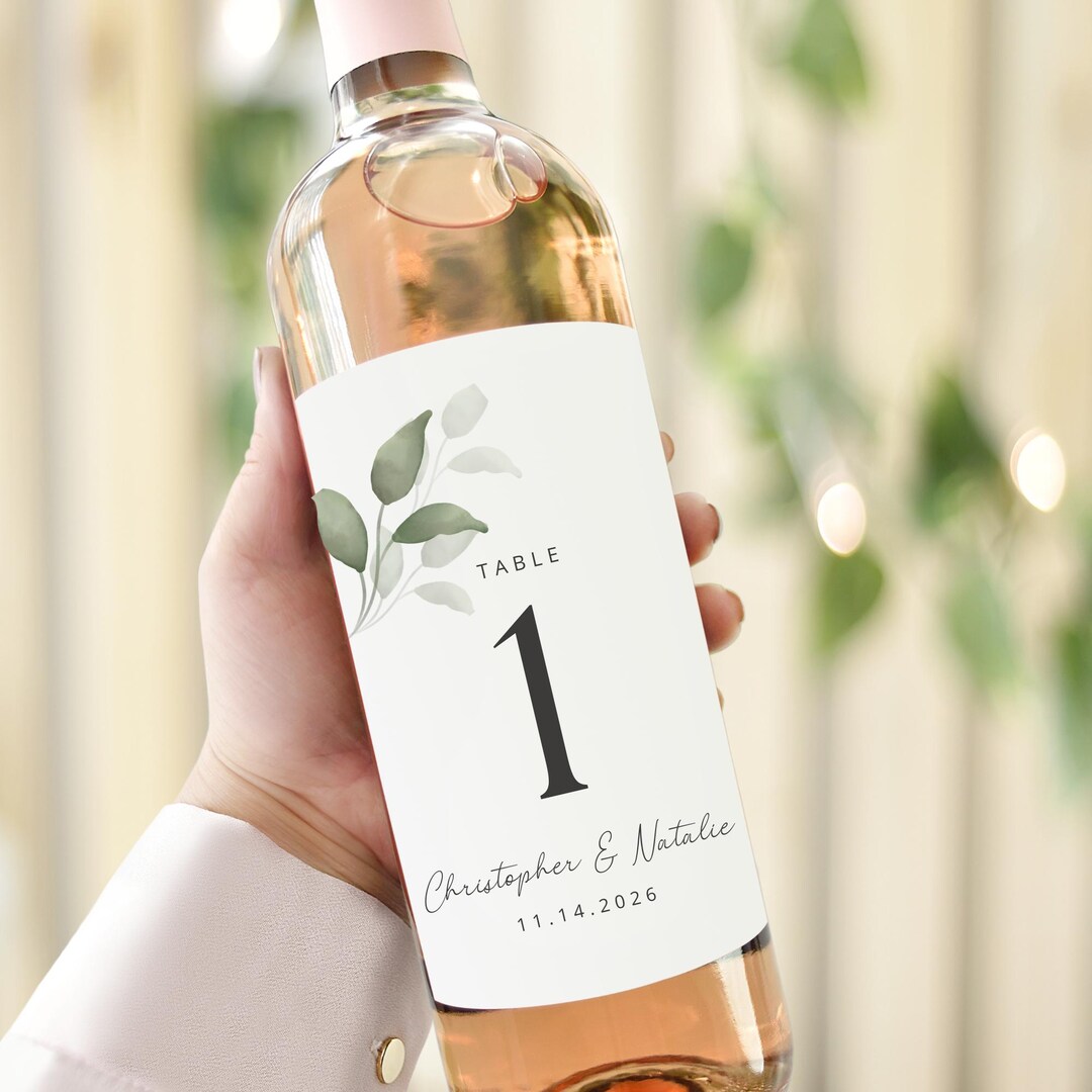 Custom Wine Bottle Table Number Labels – Personalized Wedding Reception ...