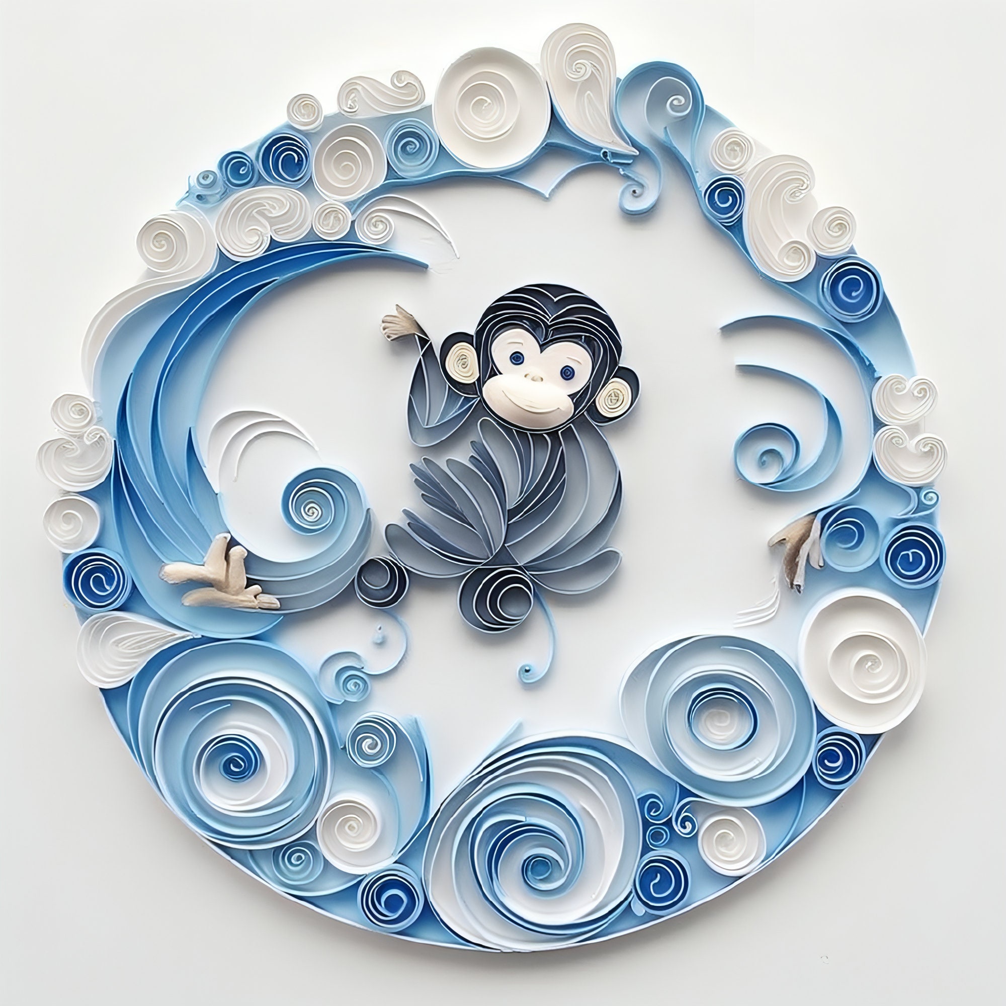 Water Monkey Chinese Zodiac Print, Nursery Art, Children Room, Wall Art ...