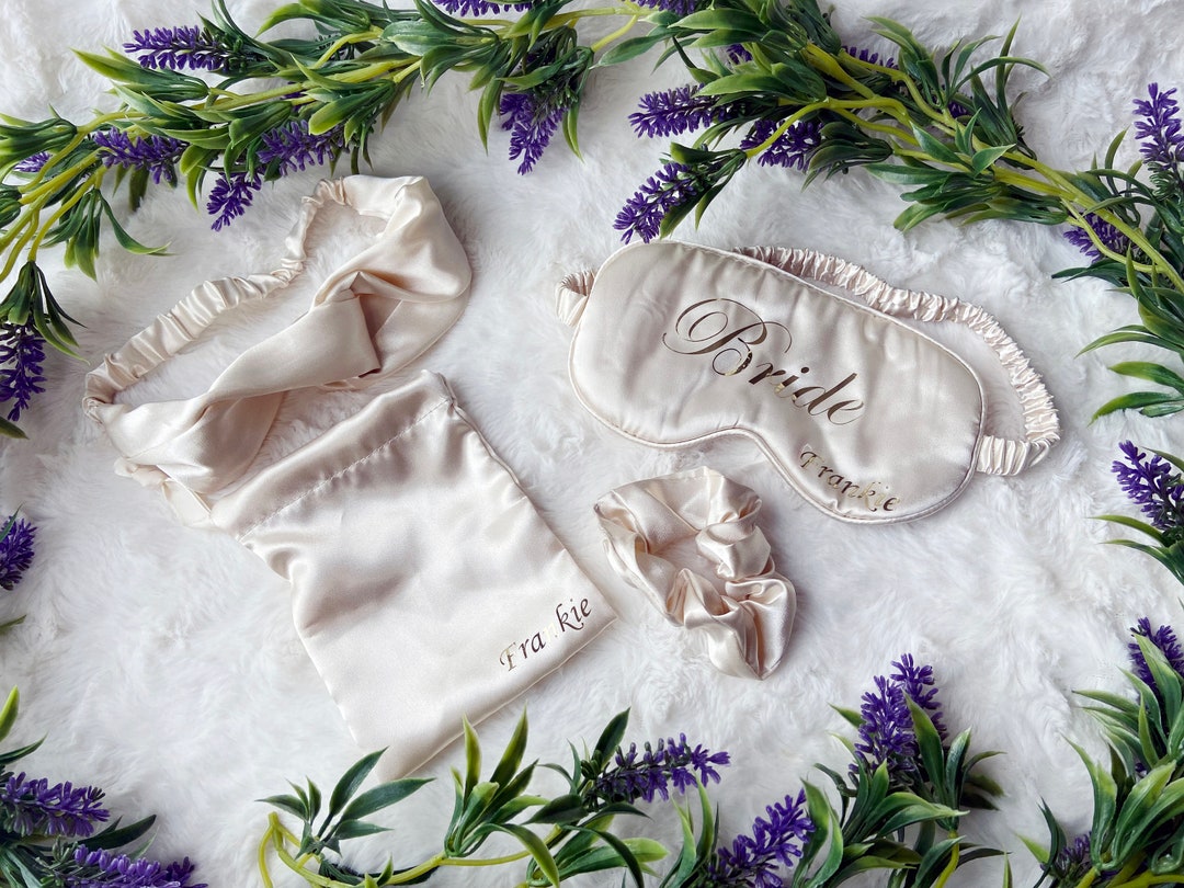 Personalised Satin Eye Mask Set/ Customised Wedding Bride Sleepover ...