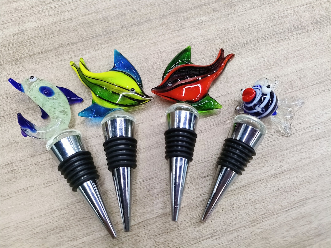 Fish Handmade Wine Bottle Stopper, Glass Wine Bottle Stopper, Gifts for ...