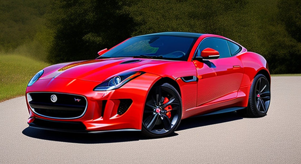 Jaguar F-type Red Digital Print - Etsy