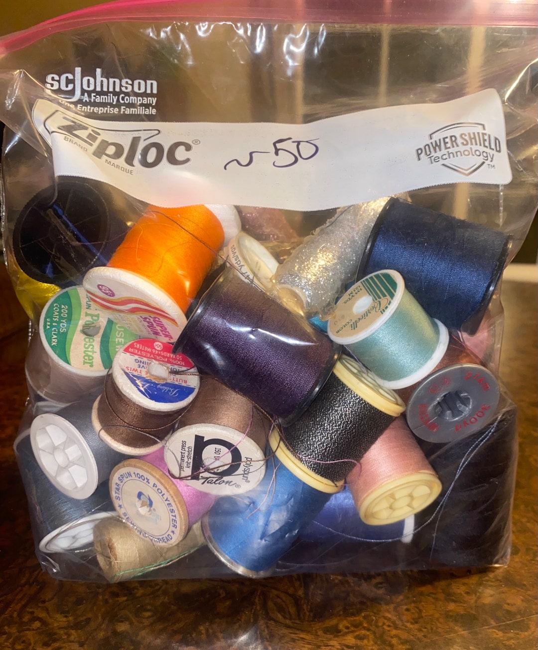 Assortment of Over 50 Spools of Thread - Variety of Colors and Textures ...