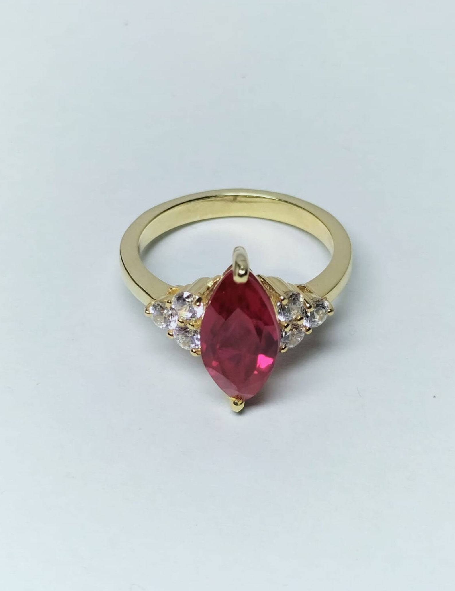 2.50 CT Marquise Cut Red Ruby Solitaire With Diamond Accents Women's ...