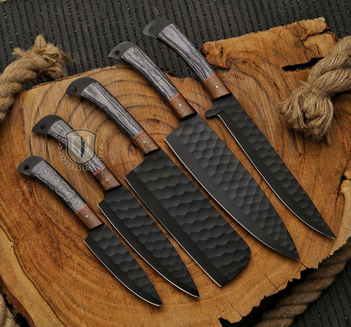 Handmade D2 Steel Knife Set: Custom Kitchen Knives, Pakka Wood Handle ...