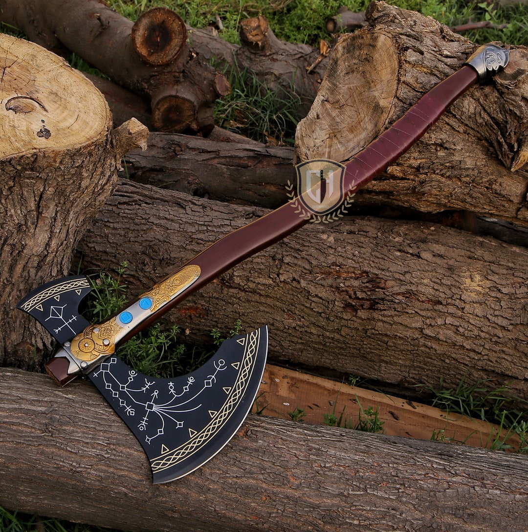 Custom Handmade God of War - Kratos Leviathan Axe Scandinavian Axe, Axe ...
