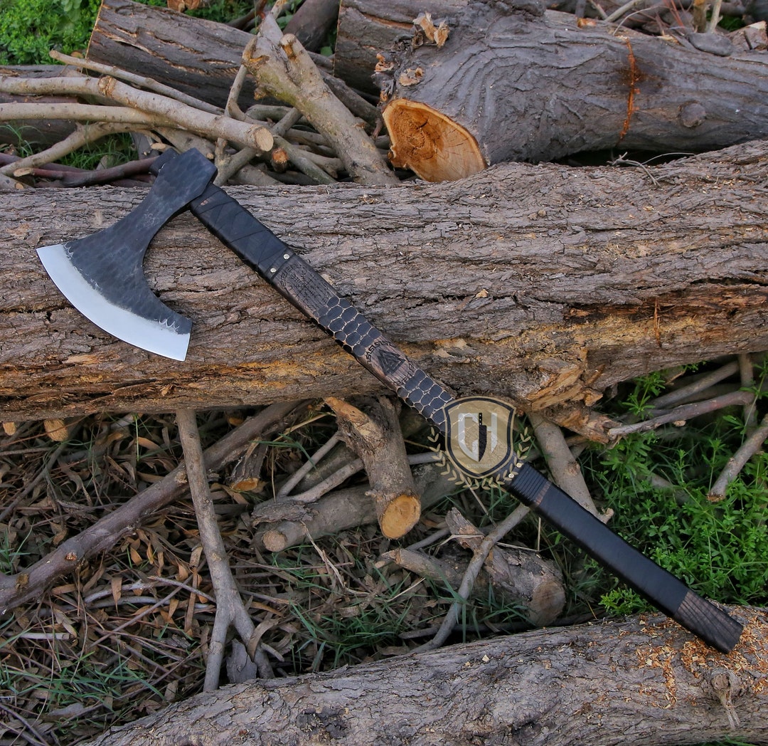Handmade Viking Axe, Camping Axe, AXES, Bearded Axe, Ash Wood Shaft ...
