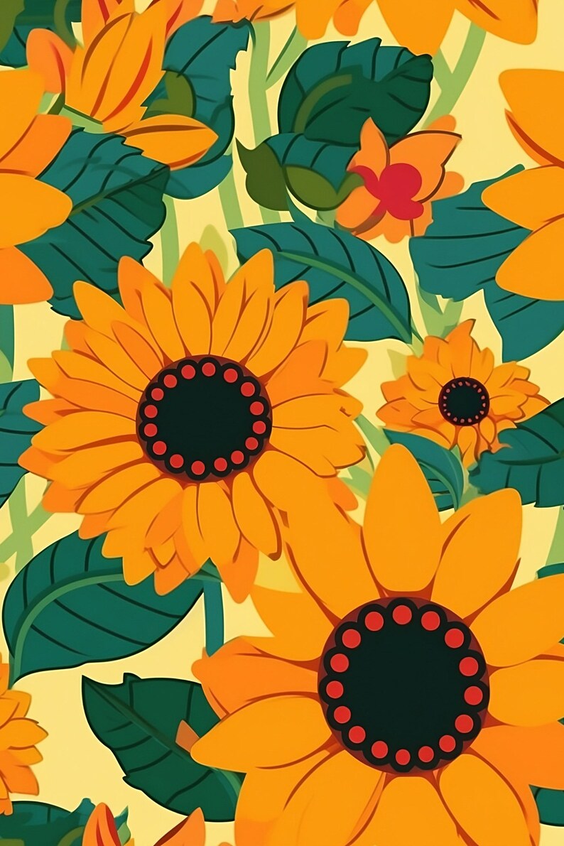 Sunflower, Seamless Repeat Pattern, PNG, Background, Printable ...