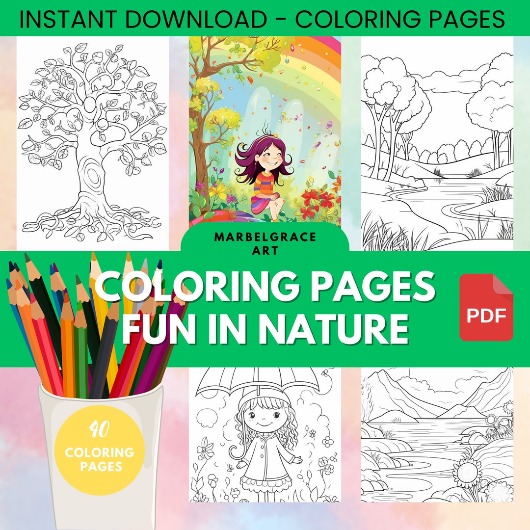 40 Printable Fun in Nature Coloring Pages, Adults , Coloring, Instant ...