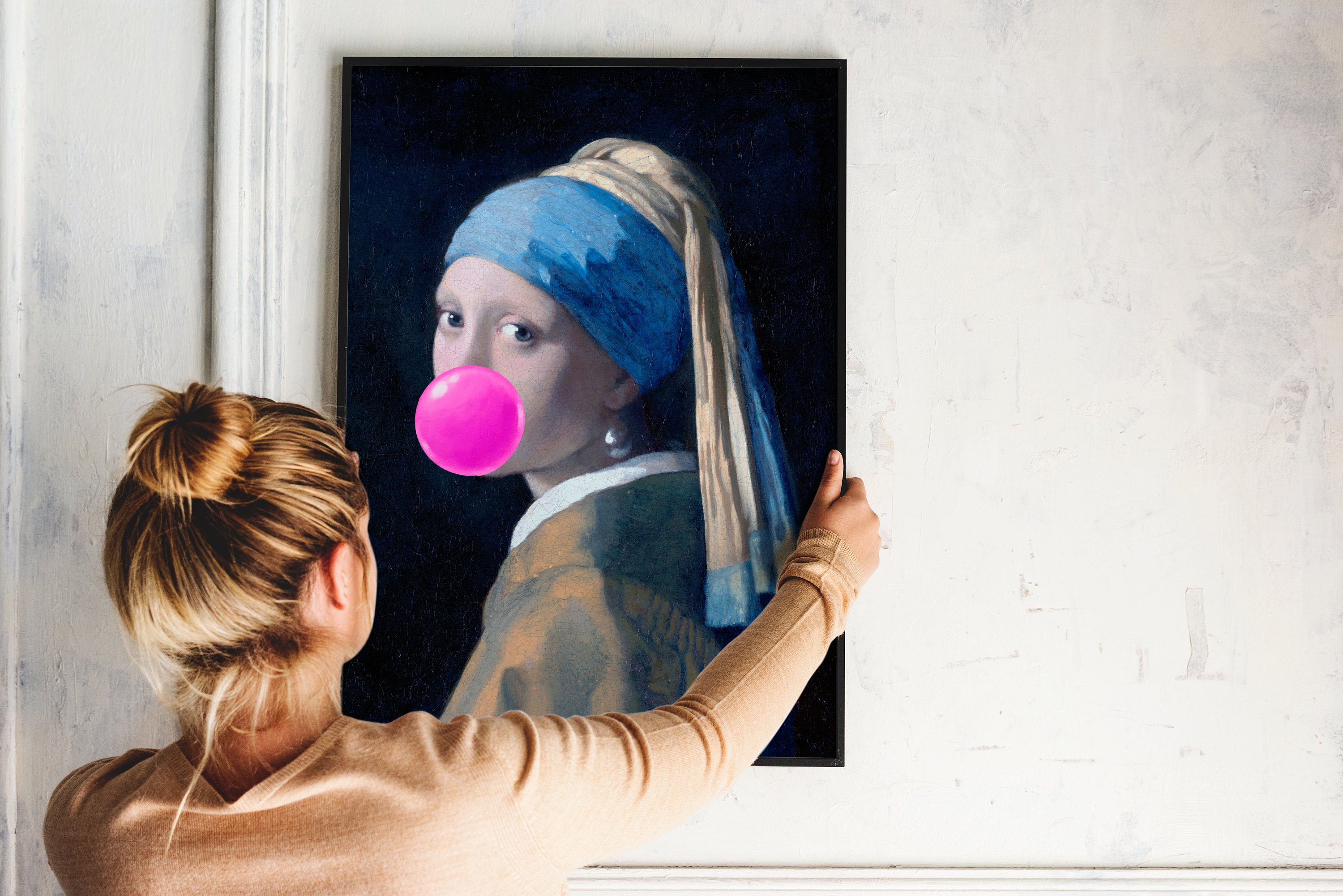 Girl With A Pearl Earring Bubble Gum Altered Wall Art, Altered Art ...