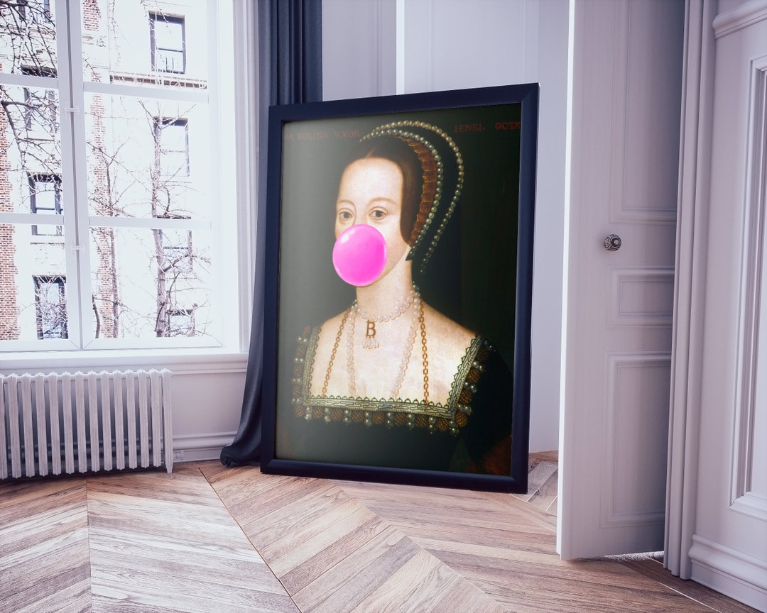 Anne Boleyn Bubble Gum Altered Wall Art, Altered Art Vintage Painting ...