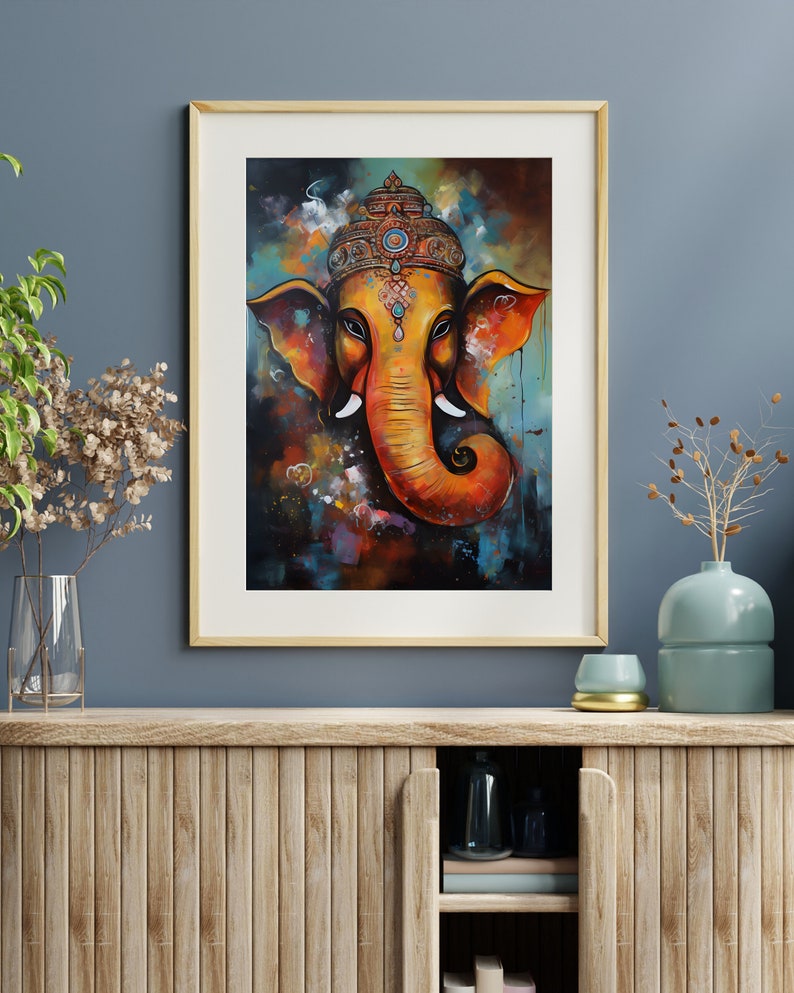 Abstract Ganesha Wall Art, Hindu God Painting (digital Download) - Etsy
