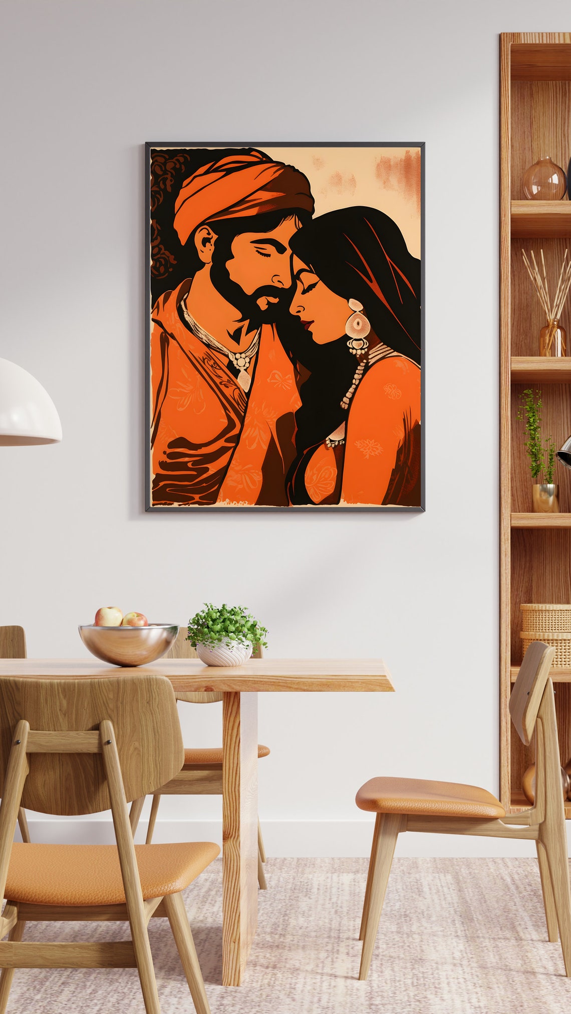 Retro Romantic Indian Couple Indian Bride and Groom Indian Art Desi Art ...
