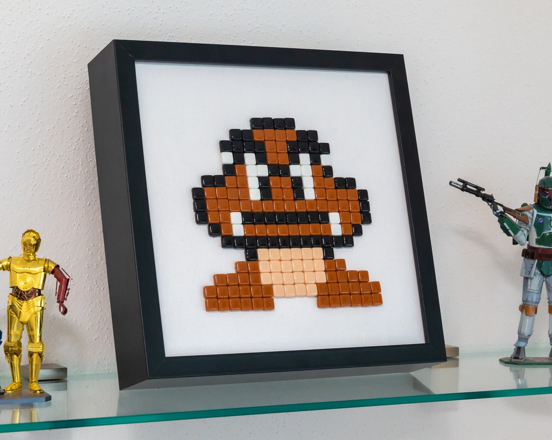 Super Mario Goomba Pixel Glass Mosaic Mural - Etsy