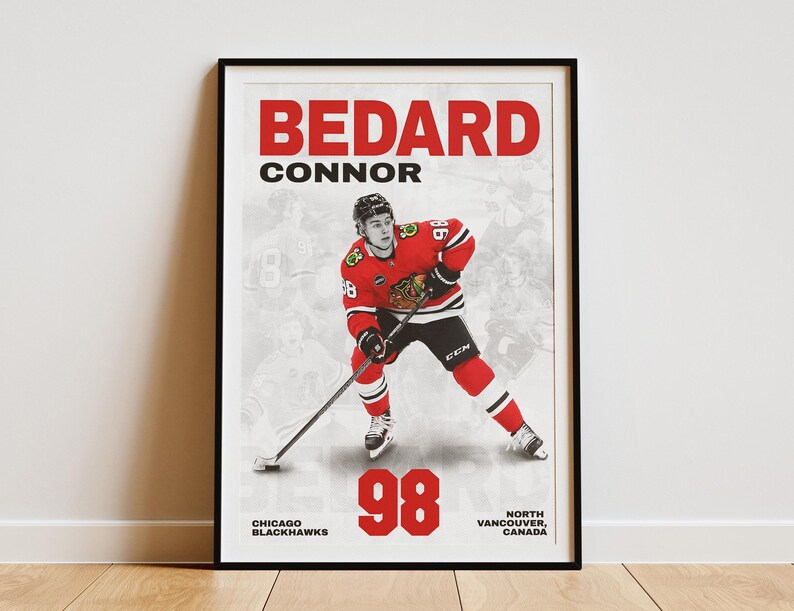 Hockey Poster Connor Bedard Printable Sports Wall Decor Gift for Hockey ...