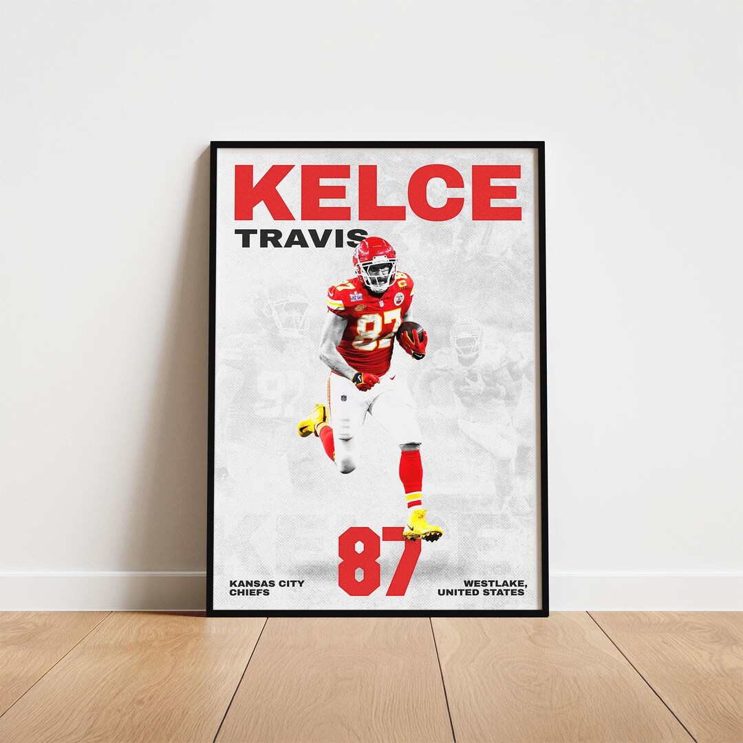 Travis Kelce Football Poster, Kansas City Chiefs Wall Art, Printable ...