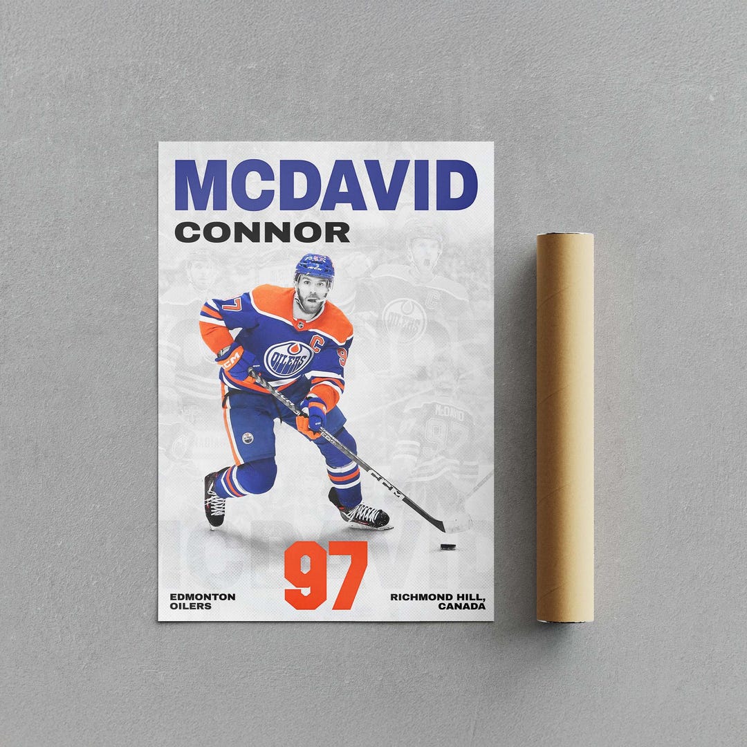 Connor Mcdavid Printed Hockey Poster, Edmonton Oilers Wall Art, Printed ...