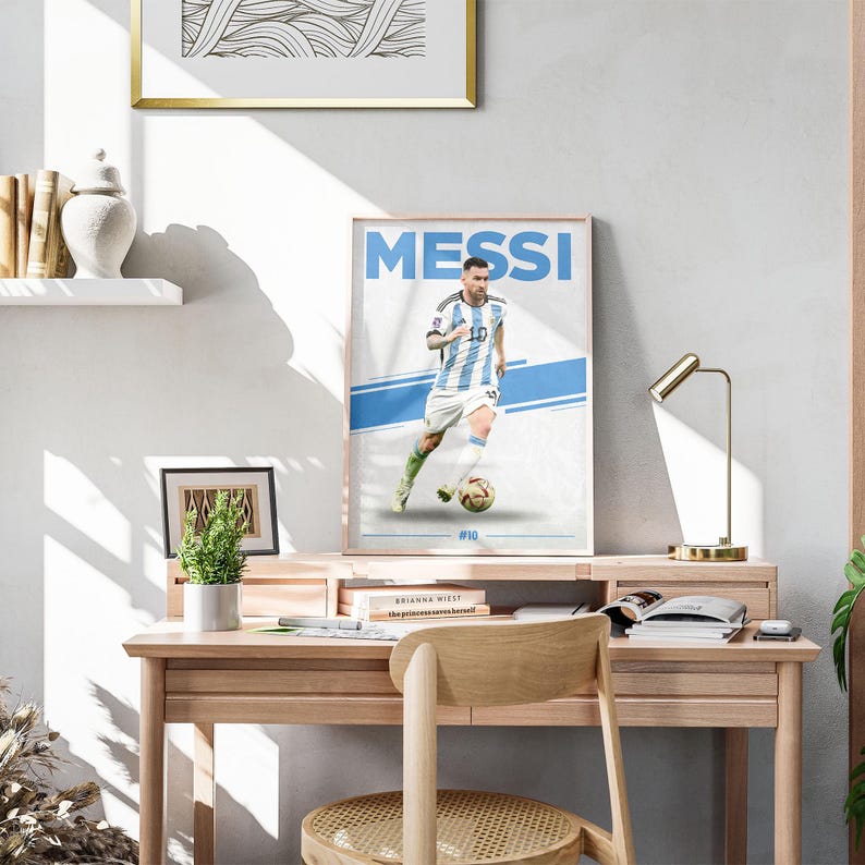 Lionel Messi Printable Poster, Argentina Soccer Wall Art, Minimalist ...