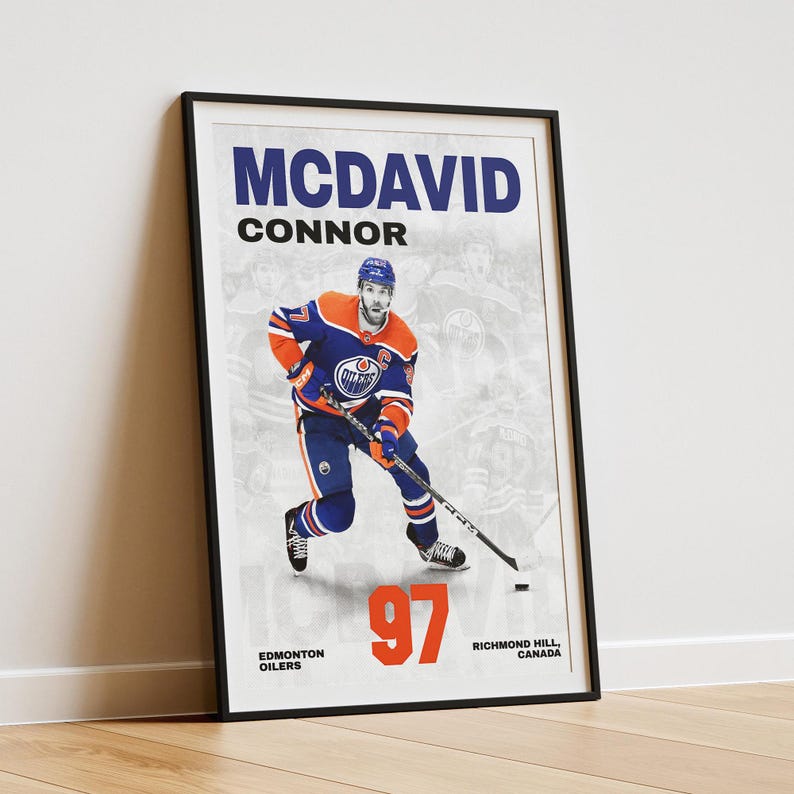 Connor Mcdavid Hockey Poster, Edmonton Oilers Wall Art, Printable Gift ...