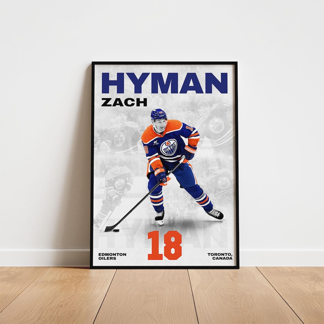 Zach Hyman Hockey Poster, Edmonton Oilers Wall Art, Printable Gift for ...