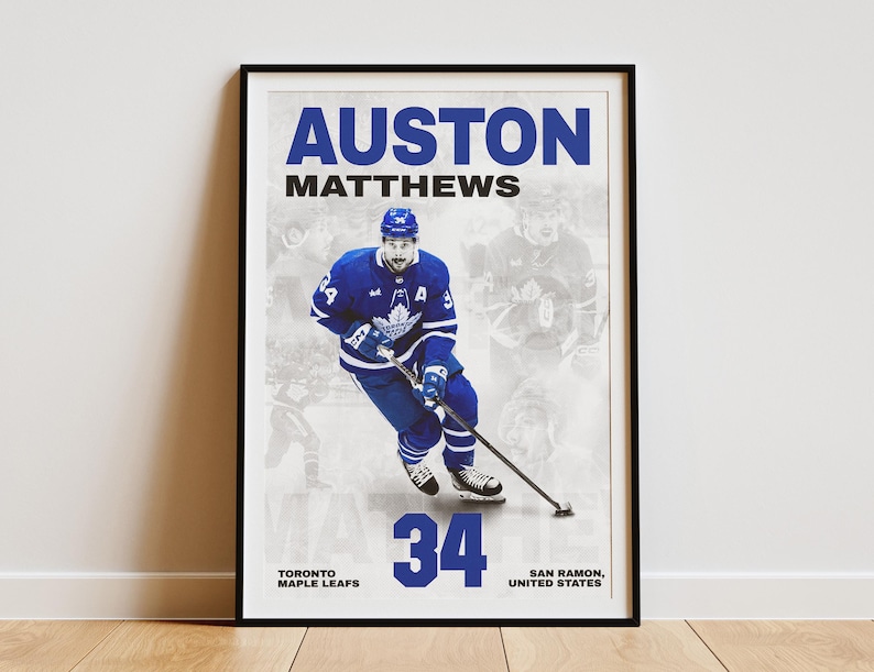 Hockey Poster Auston Matthews Printable Sports Wall Decor Gift for ...