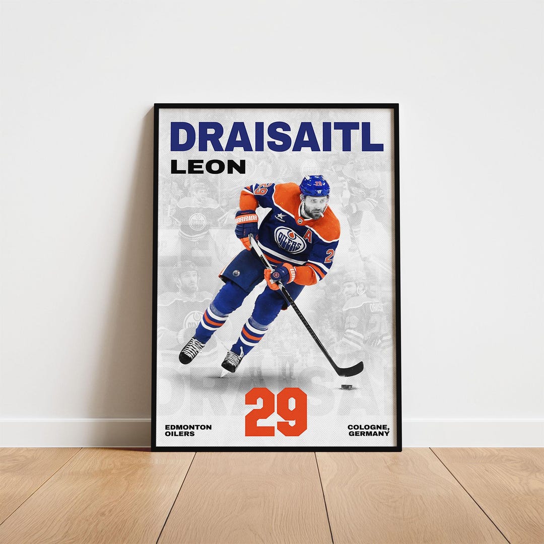Leon Draisaitl Hockey Poster, Edmonton Oilers Wall Art, Printable Gift ...