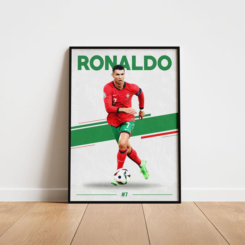Cristiano Ronaldo Print, Portugal Soccer Wall Art, Minimalist Football ...