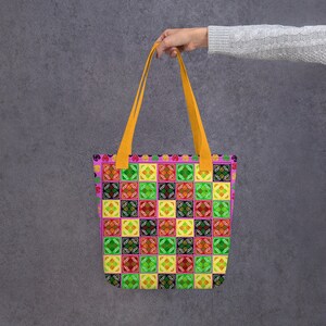 Sindhi Stylish Pink Ethnic Tote Bag With Ralli Pattern, Geometric and ...