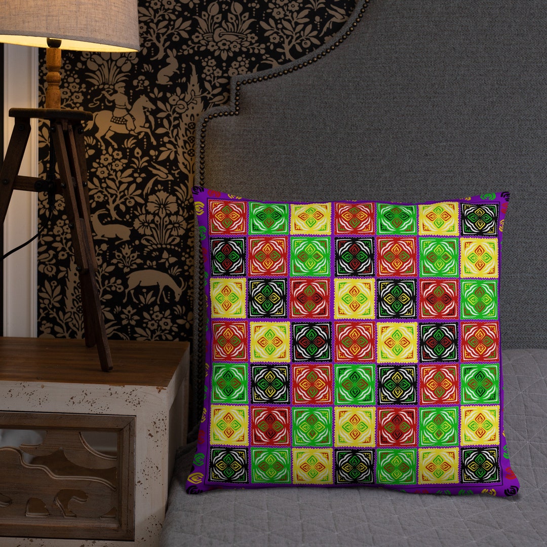 Sindhi ralli Pattern in Purple Basic Pillow - Etsy