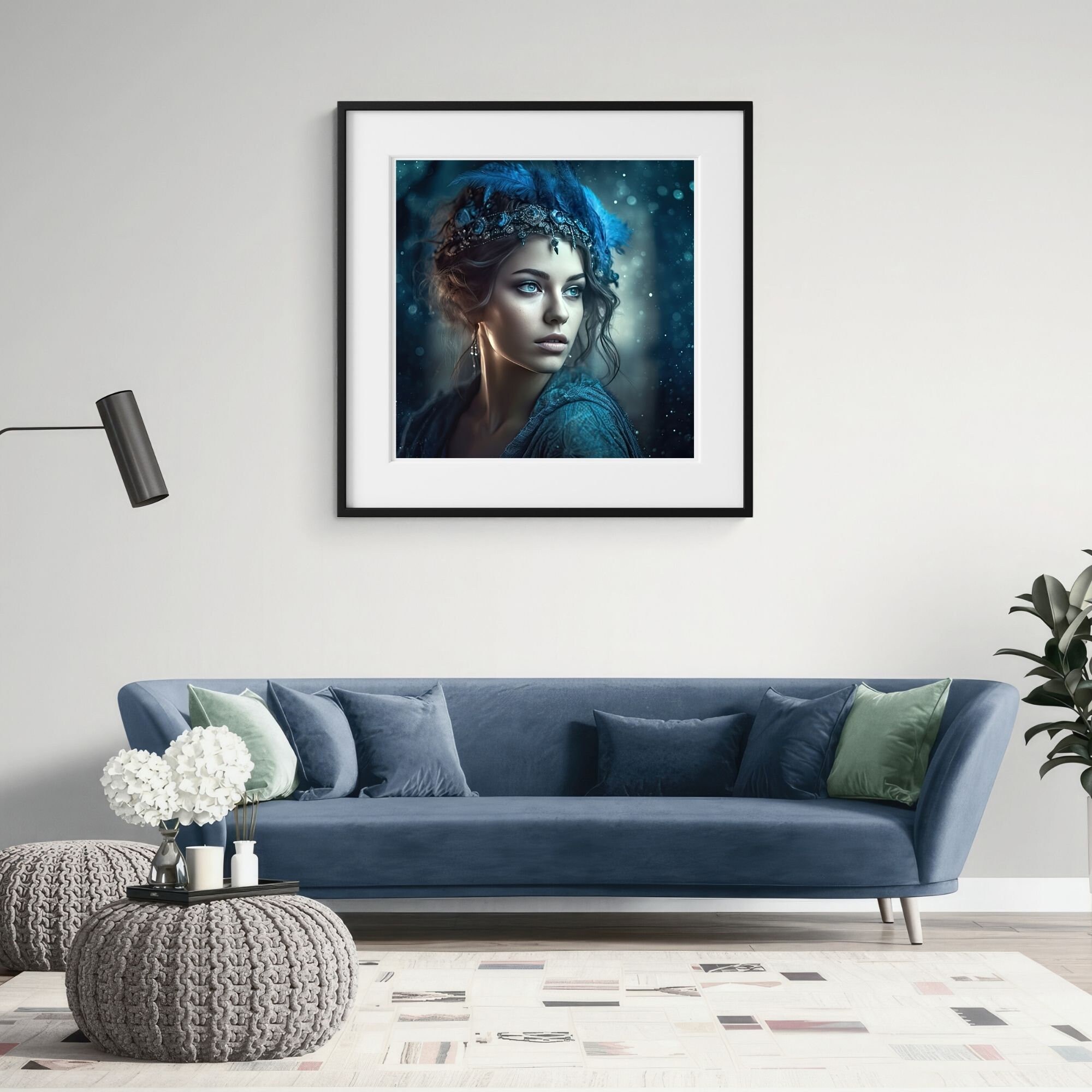 Blue Wall Art Print Digital Download Portrait Wall Art Print, Blue Wall ...