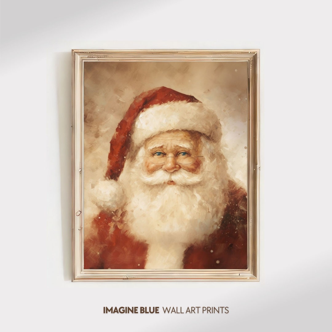 Santa Claus Printable Poster, Vintage Christmas Wall Art Santa Print ...