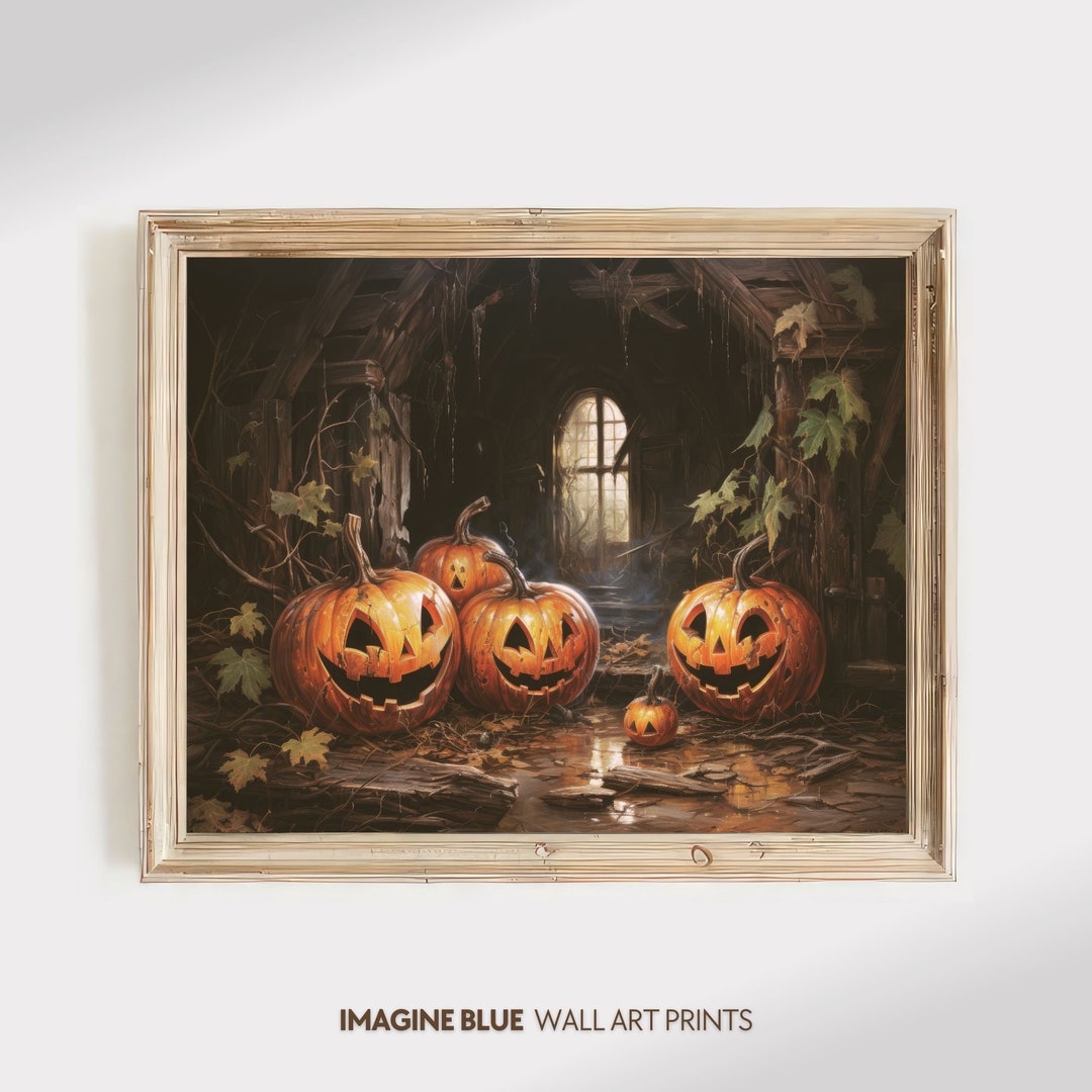 Pumpkin Print Funny Halloween Wall Art Pumpkin Decor Halloween ...