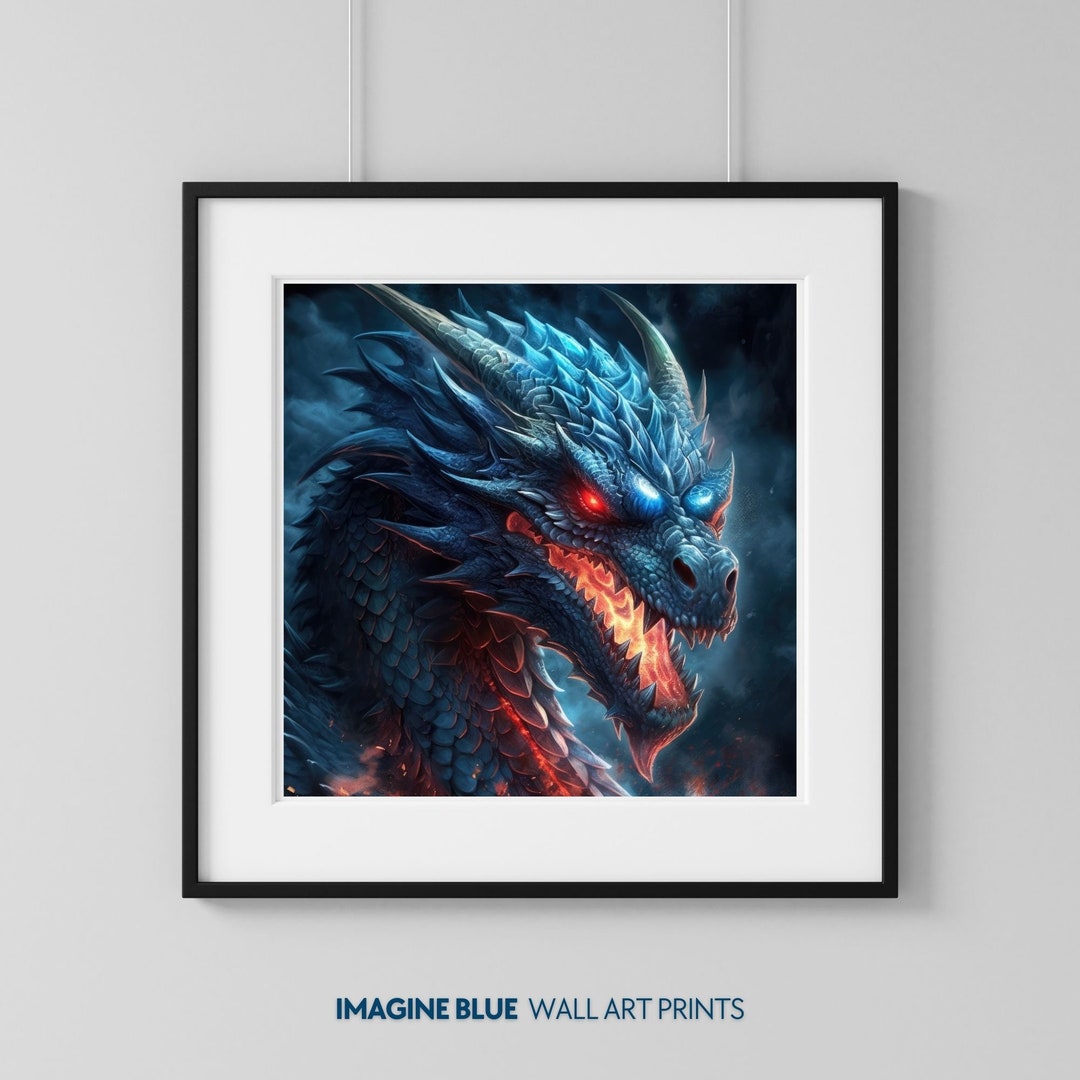 Dragon Digital Download, Wall Art Dragon Printable, Fantasy Art, Ready ...