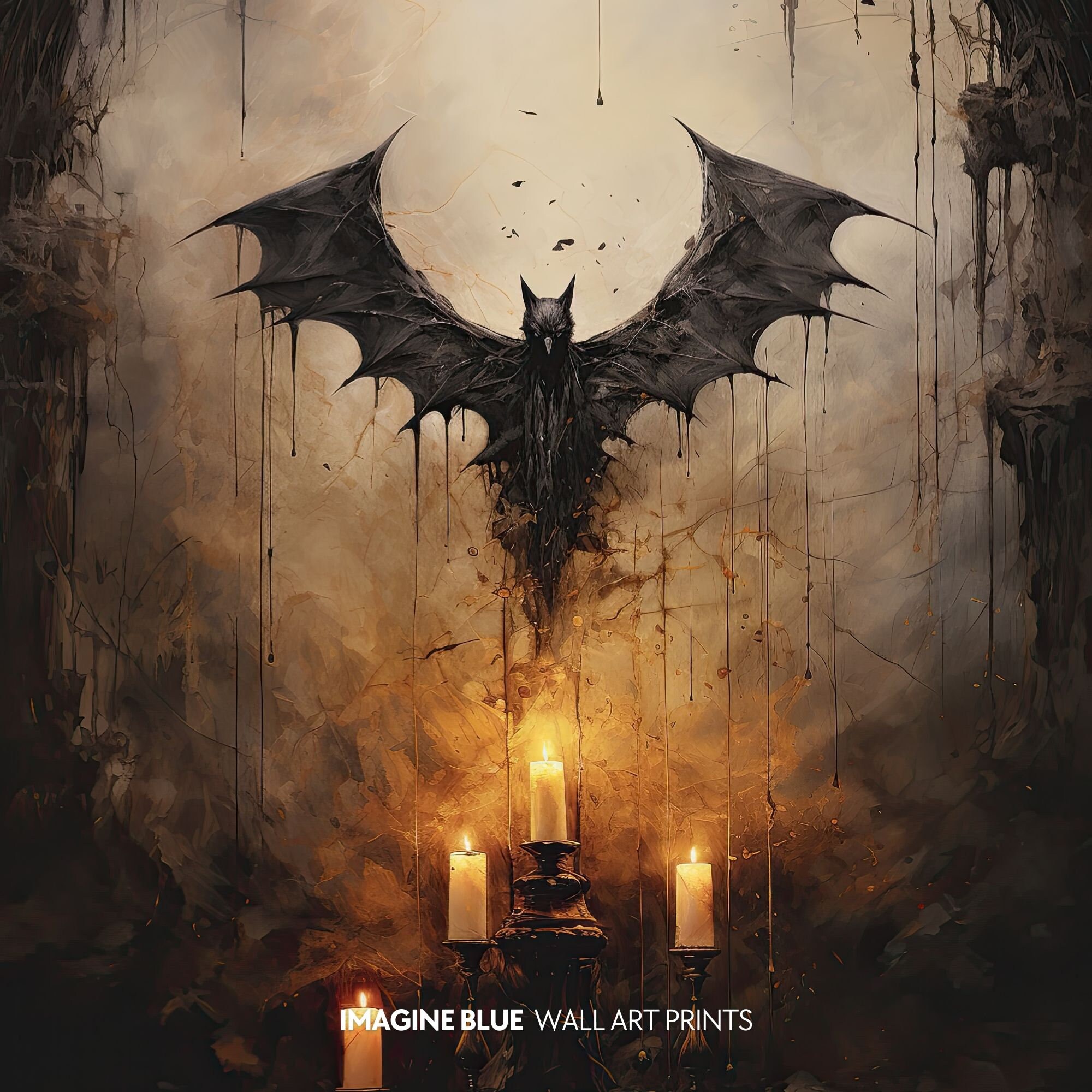 Bat Print Dark Aesthetic Decor Printable Halloween Dark - Etsy