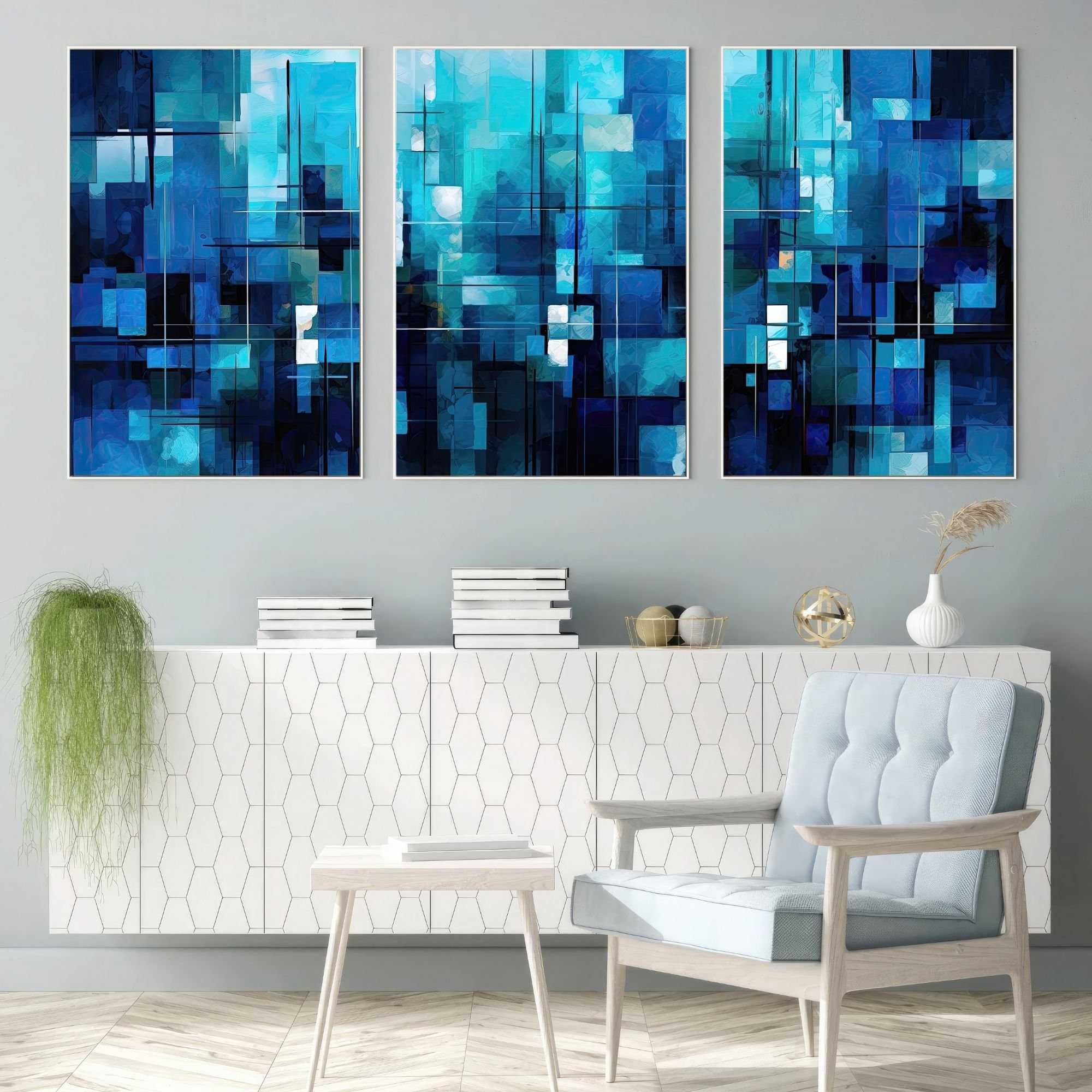 Abstract Blue Wall Art Printable Set Modern Abstract Wall Art - Etsy