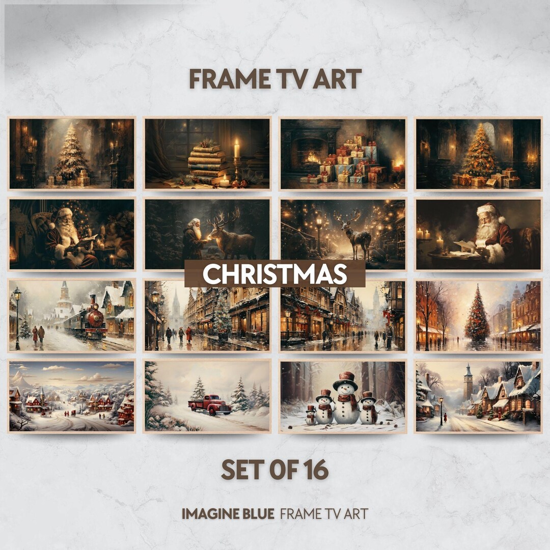 Vintage Christmas Frame TV Art Set, Frame TV Art Christmas, Christmas ...
