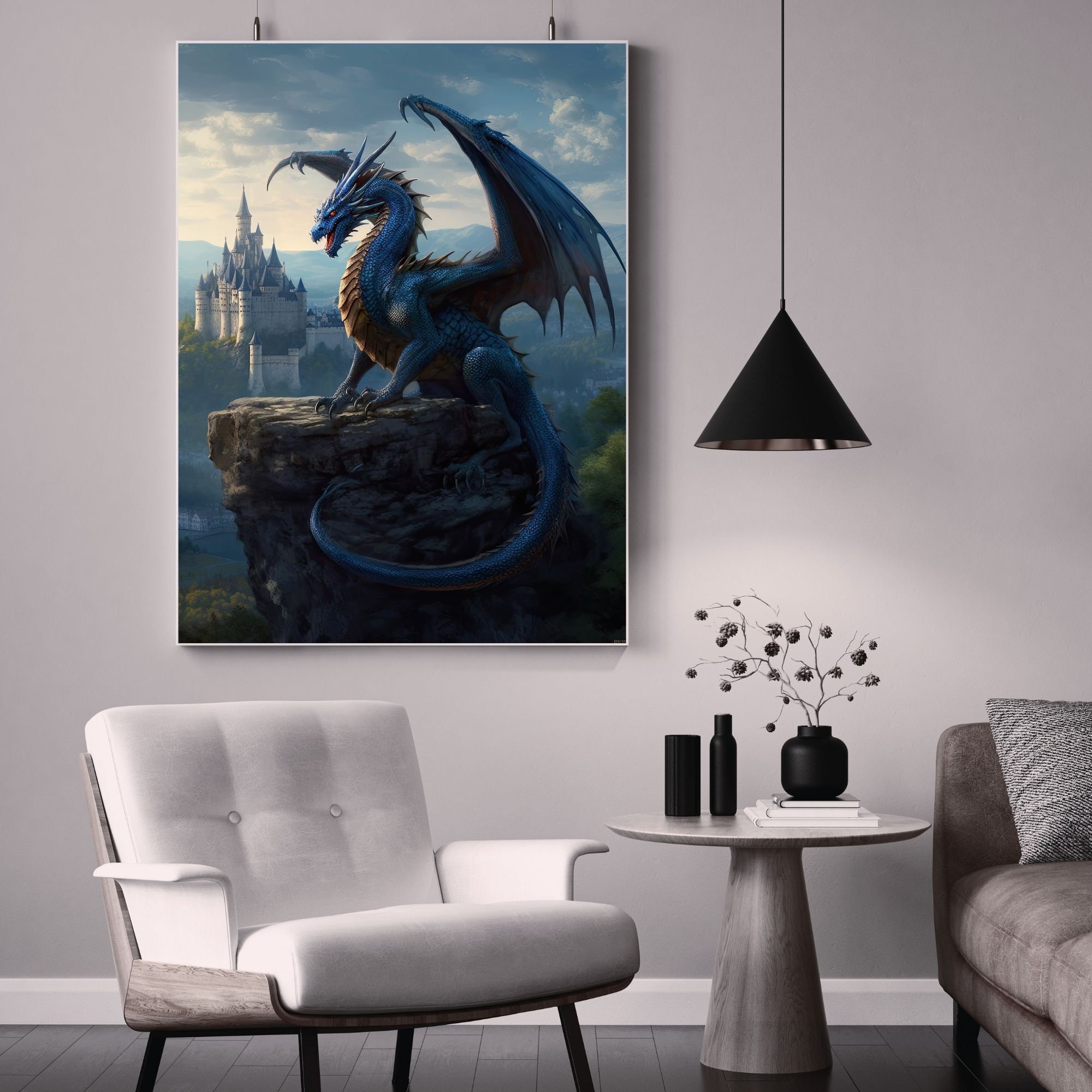 Modern Wall Art Printable Dragon Digital Download Dragon - Etsy