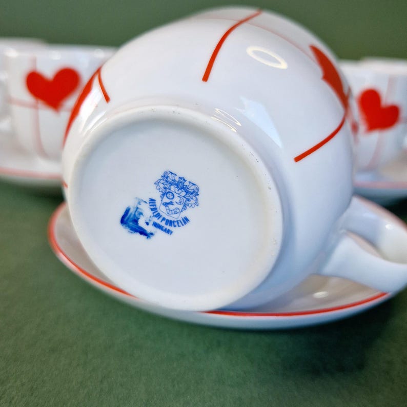 Vintage Alföldi Porcelain Cup Set With a Tea Pot and a Creamer Mid ...