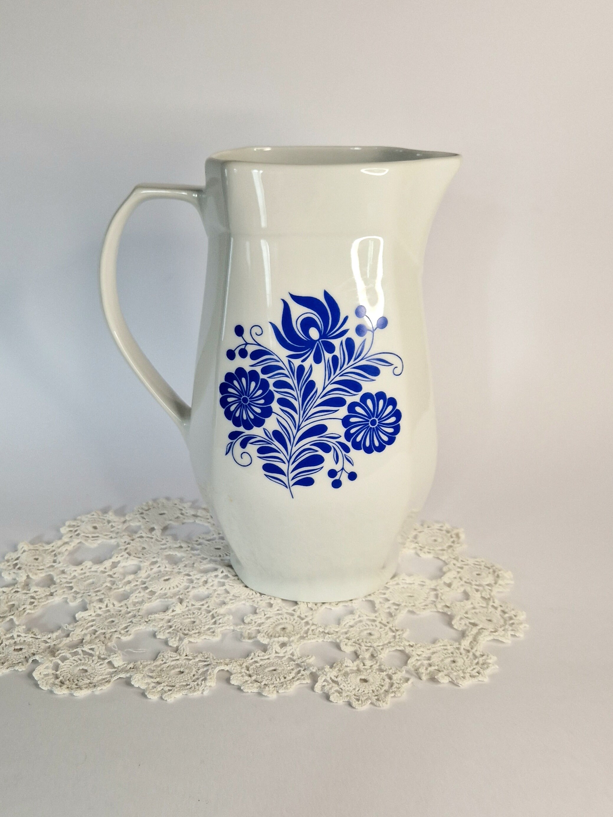 Vintage Alföldi Porcelain Jug With Matching Zsolnay Mug Vintage Blue ...