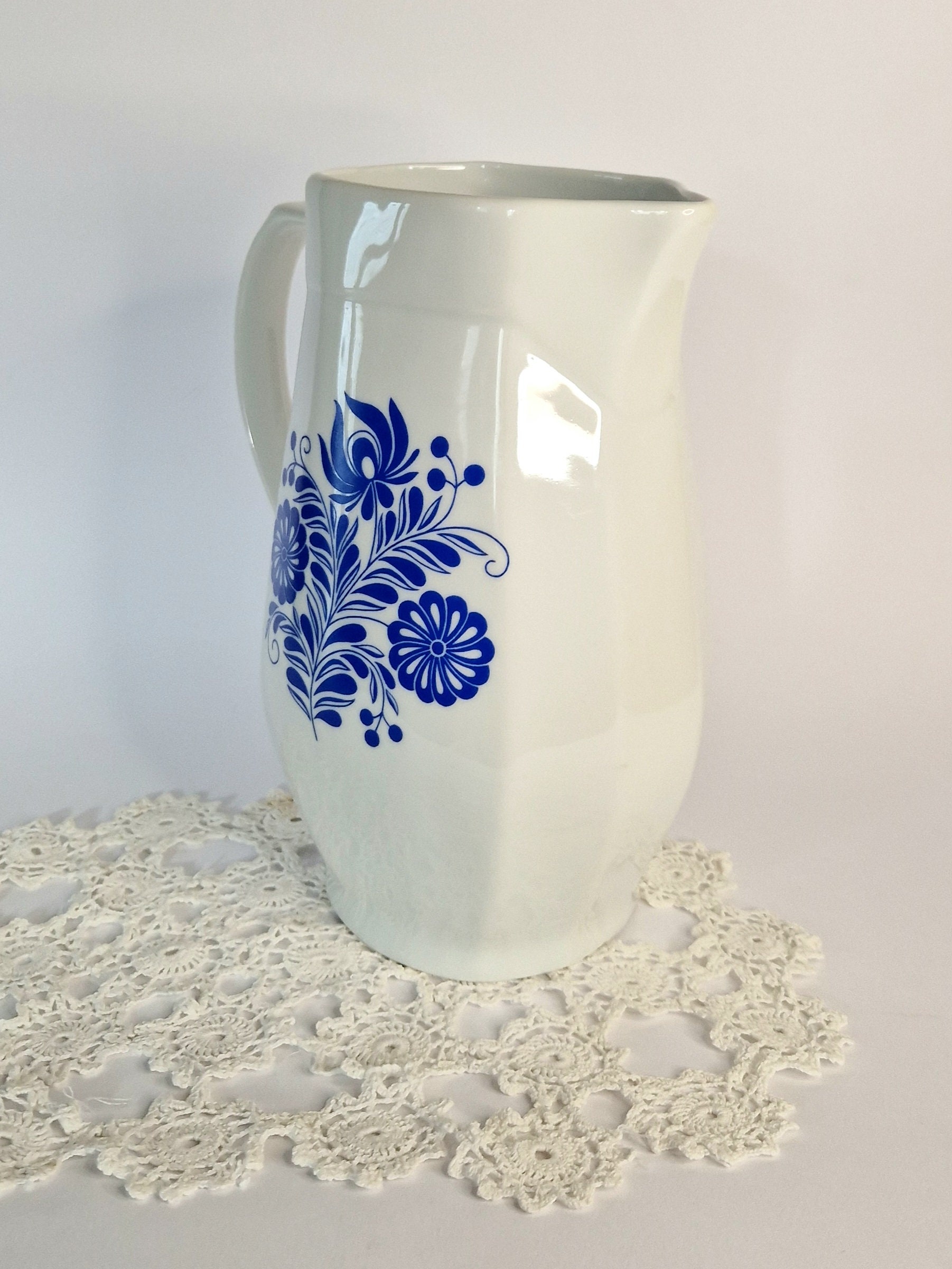 Vintage Alföldi Porcelain Jug With Matching Zsolnay Mug Vintage Blue ...