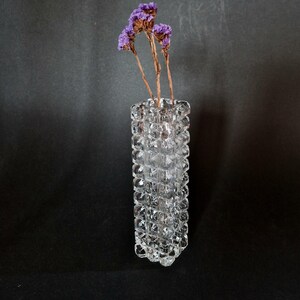Vintage Glass Vase Mid-century Geometric Checkered Pattern Narrow ...