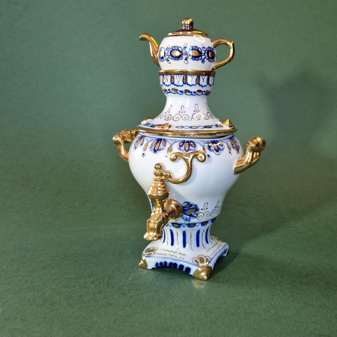 Vintage Ukrainian Porcelain Samovar Retro Post Soviet GZHEL Porcelain ...