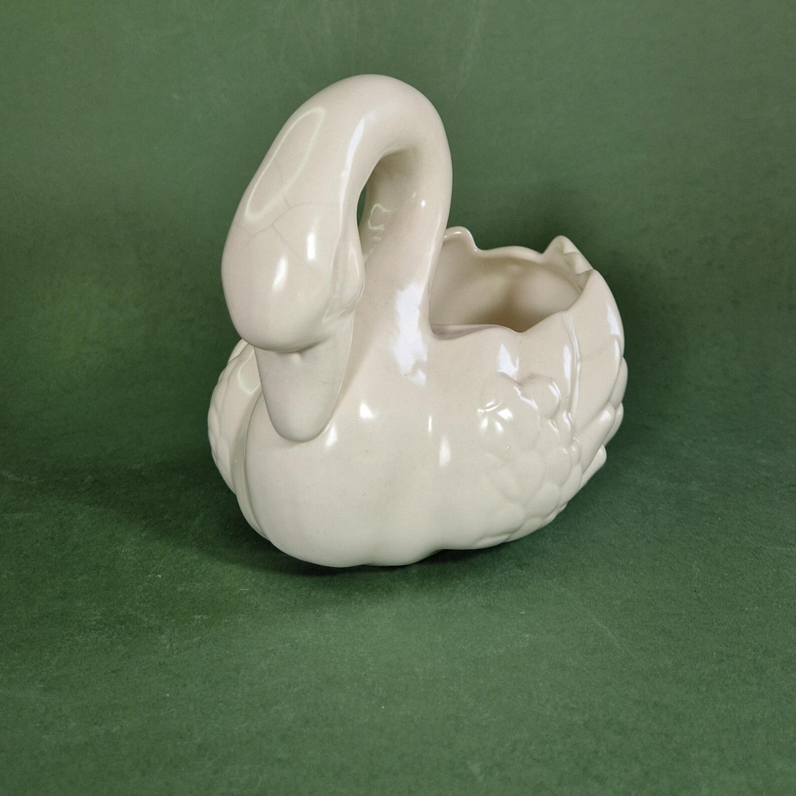 Vintage Ceramic Swan Shape Flower Pot Retro Decorative Planter White ...