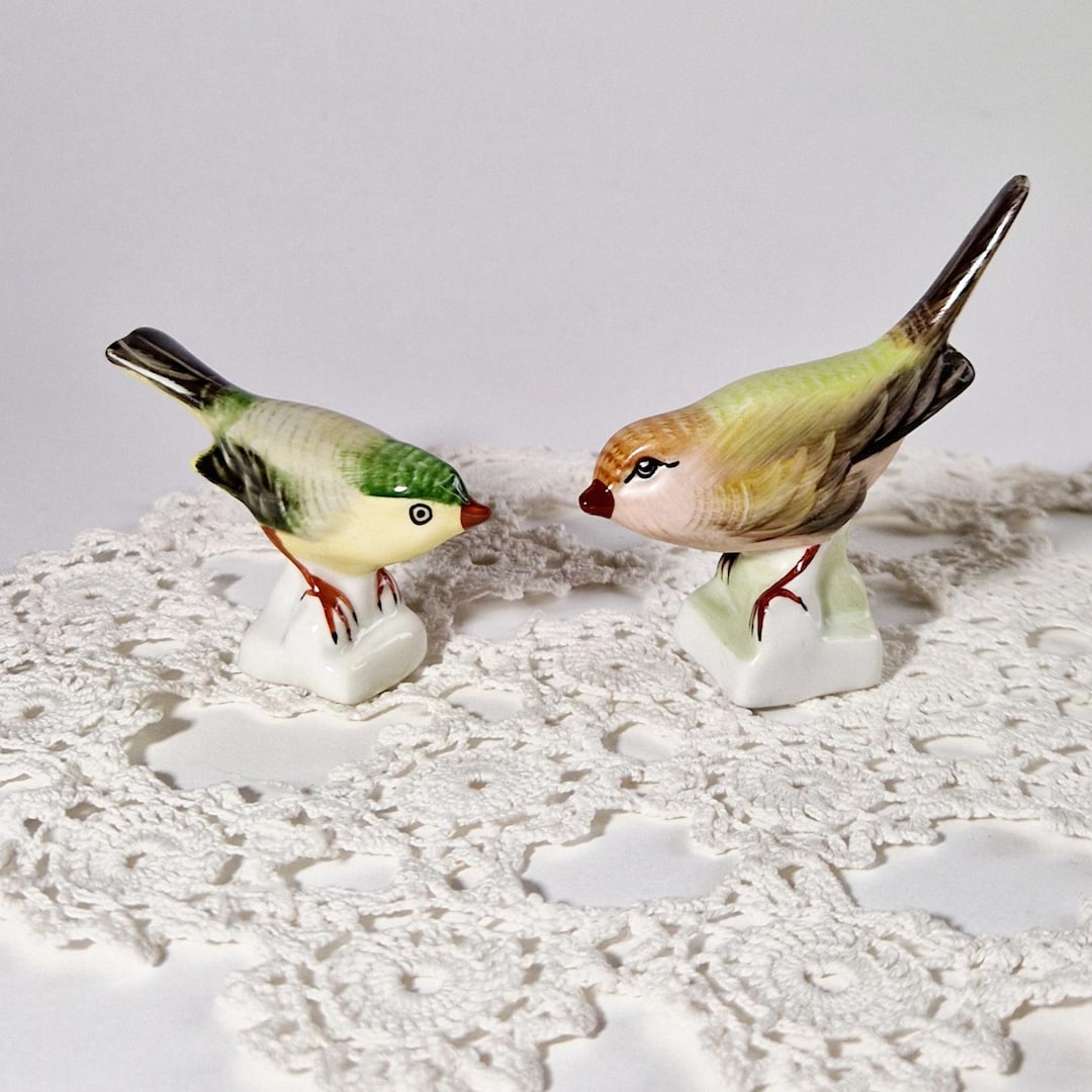 Vintage Porcelain Bird Figurines Mid-century Mini Sculptures Budapest ...