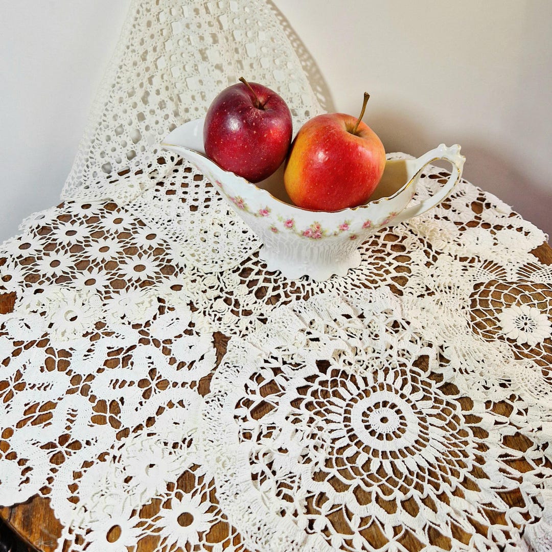 Vintage Handmade Lace Doily Table Decor Retro Crochet Folk Lace ...