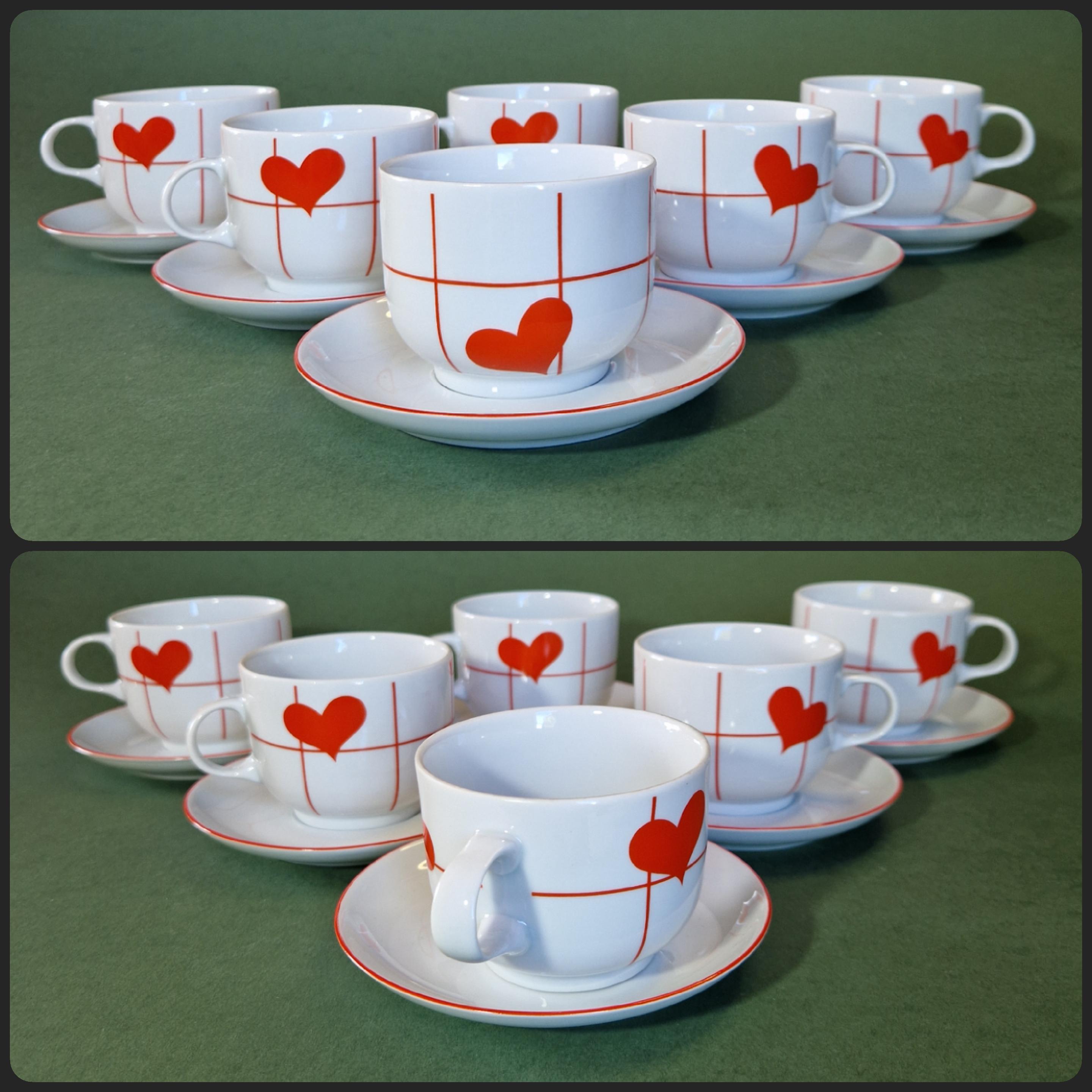 Vintage Alföldi Porcelain Cup Set With a Tea Pot and a Creamer Mid ...