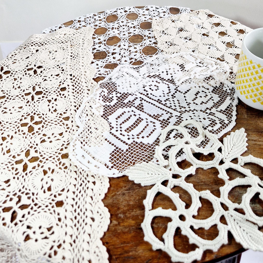 Vintage Handmade Lace Doily Table Decor Retro Crochet Folk Lace ...