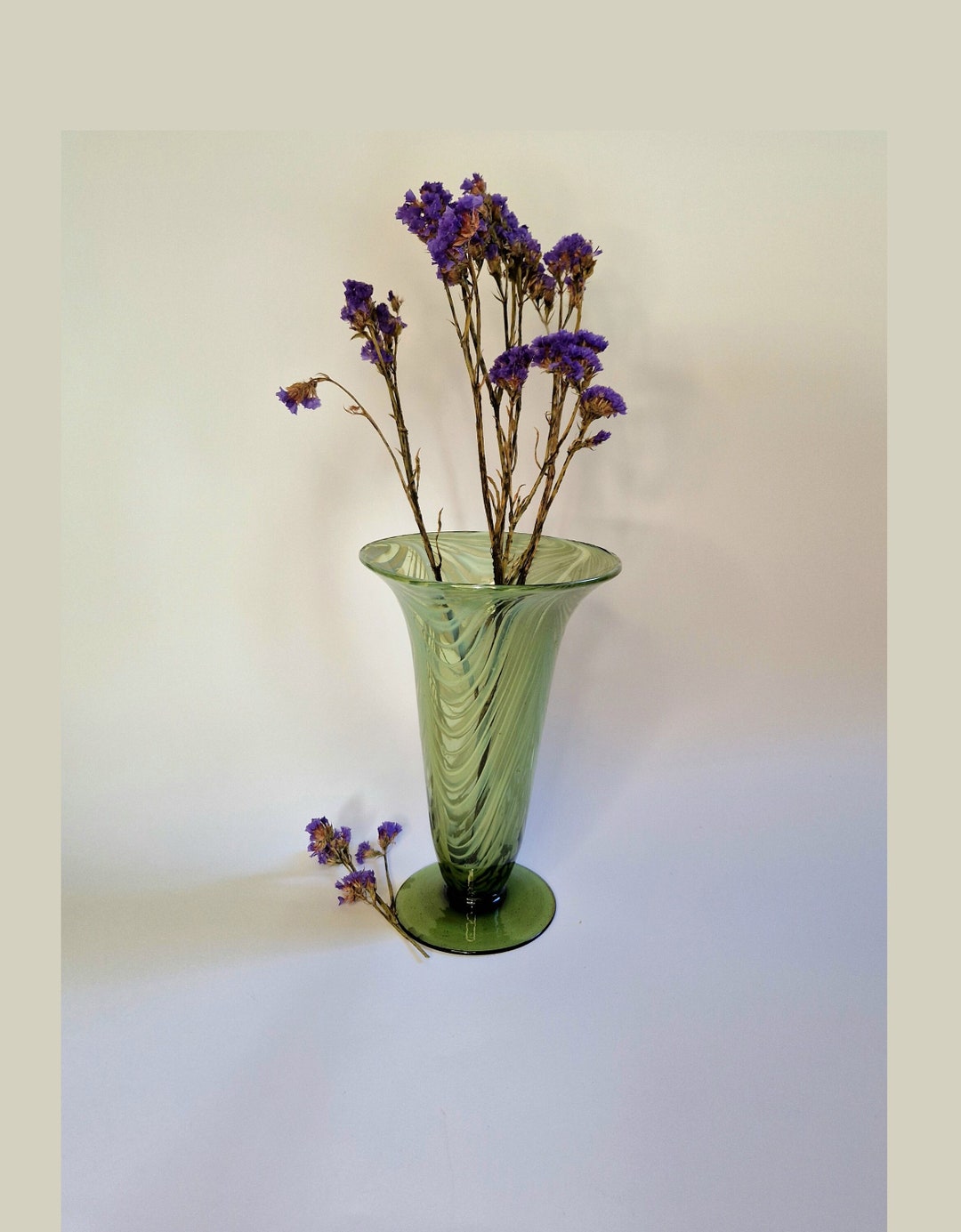 Vintage Murano Style Glass Vase Retro Striped Filigree Glass Art Mid ...