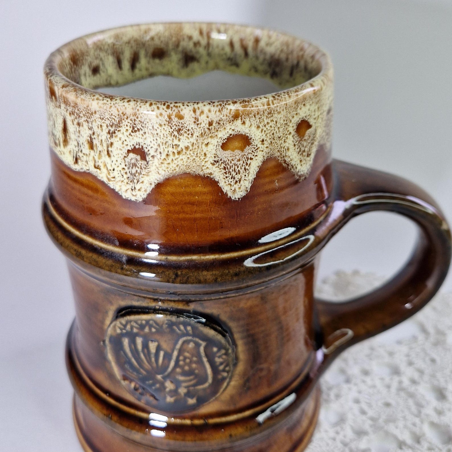 Vintage Zsolnay Stein Large Retro Beer Mug Mid-century Dripped Glazed ...