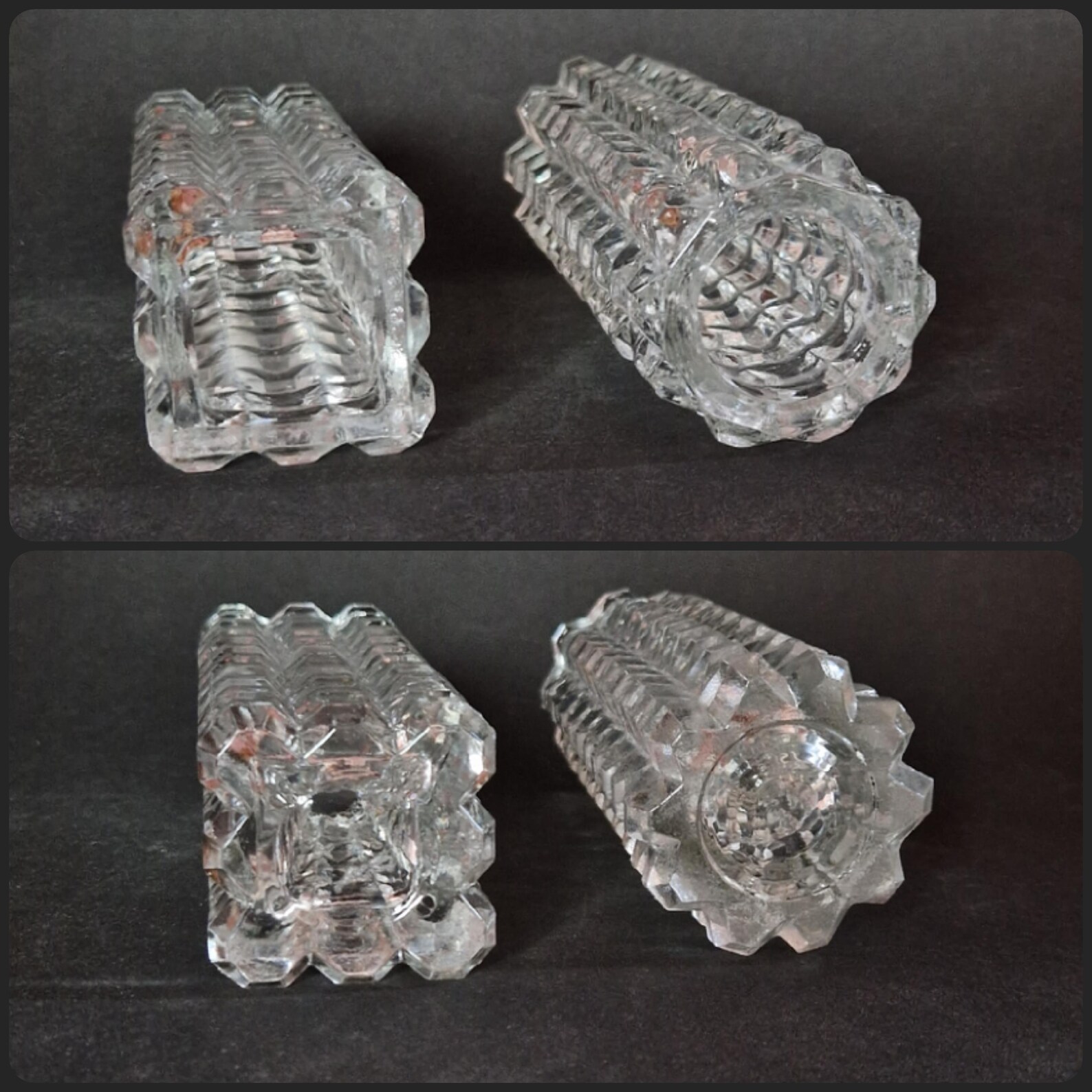 Vintage Glass Vase Mid-century Geometric Checkered Pattern Narrow ...