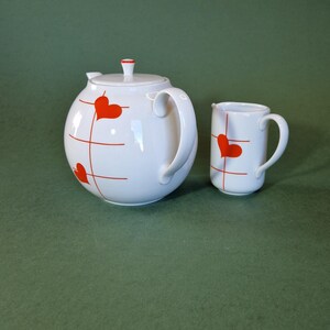 Vintage Alföldi Porcelain Cup Set With a Tea Pot and a Creamer Mid ...
